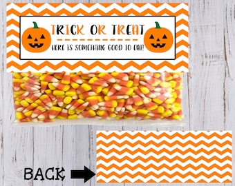 Trick or Treat Pumpkin Halloween Treat Candy Goody Bag Topper - Etsy