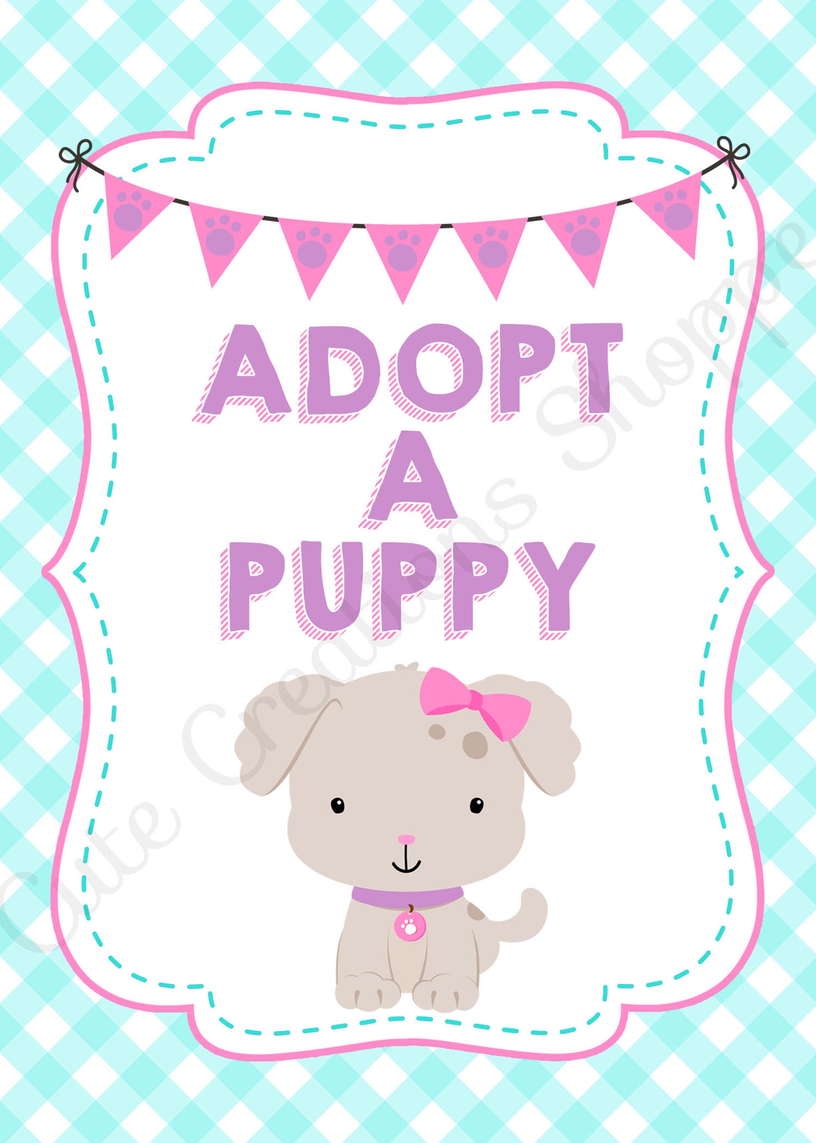 Puppy Party Adoption Certificate & Sign | Etsy