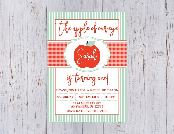 Apple Birthday Invitation - Etsy