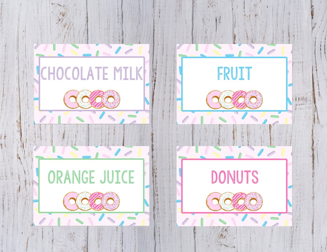 Blank & Personalized Donut Birthday Food Label/tent - Etsy