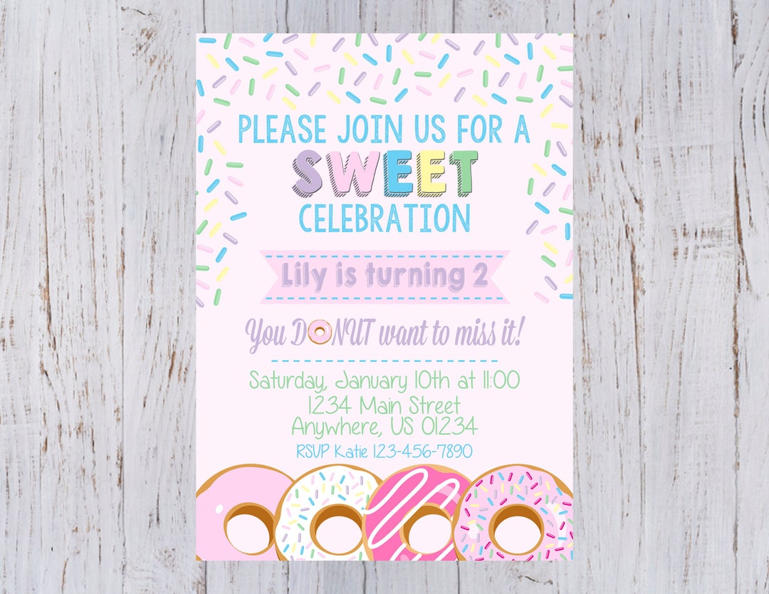 Donut Theme Birthday Invitation - Etsy