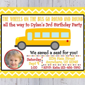 School Bus Birthday Invitation - Etsy