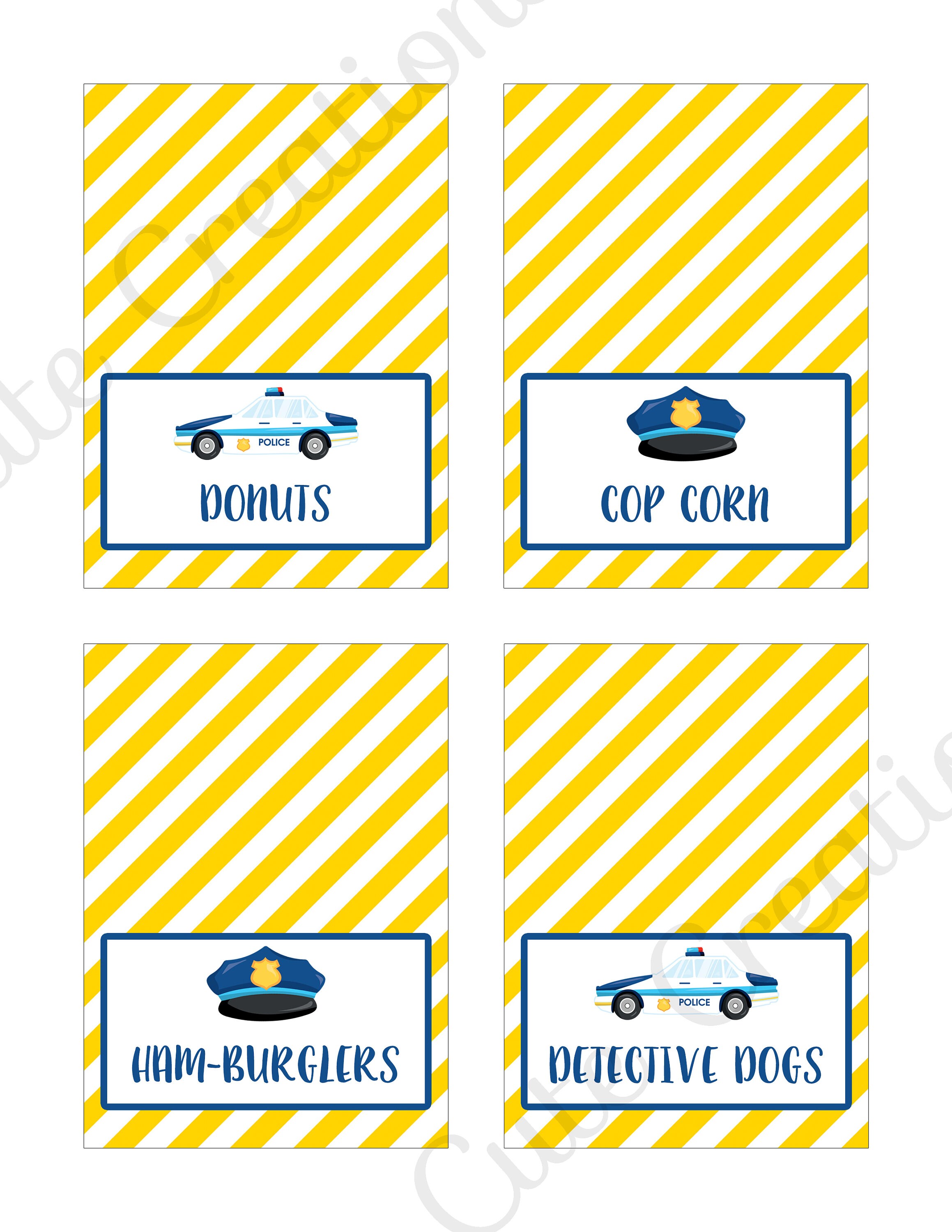 Blank & Personalized Police Food Label/tent - Etsy