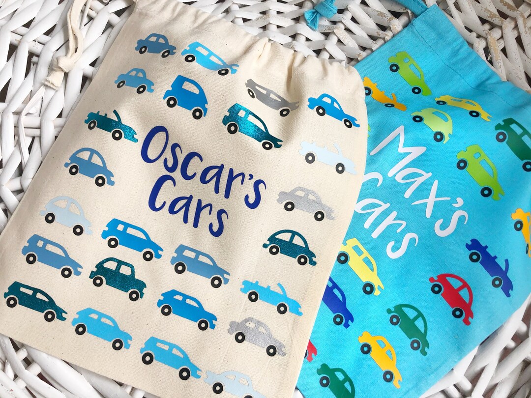 Personalised Rainbow Brightly Coloured Toy Car Storage or Pouch ...