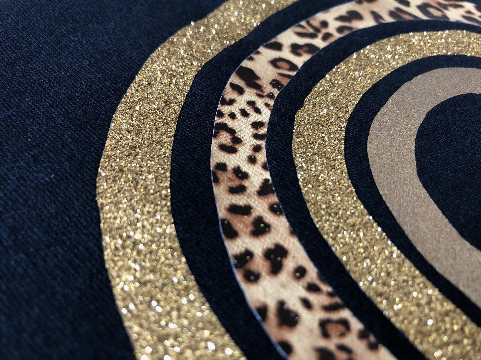 Black Leopard Print and Gold Glitter RAINBOW T-Shirt/Top. | Etsy