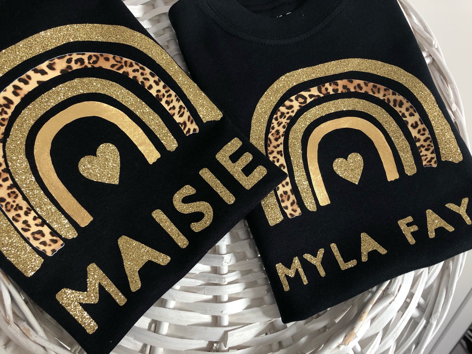 Black Leopard Print and Gold Glitter RAINBOW T-Shirt/Top. | Etsy