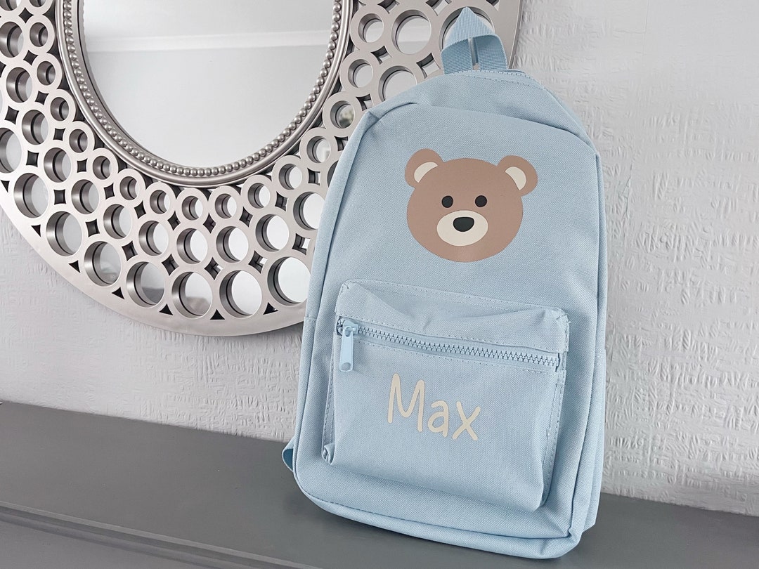Personalised Teddy Bear Kids School Mini Backpack/rucksack - Pink, Navy ...