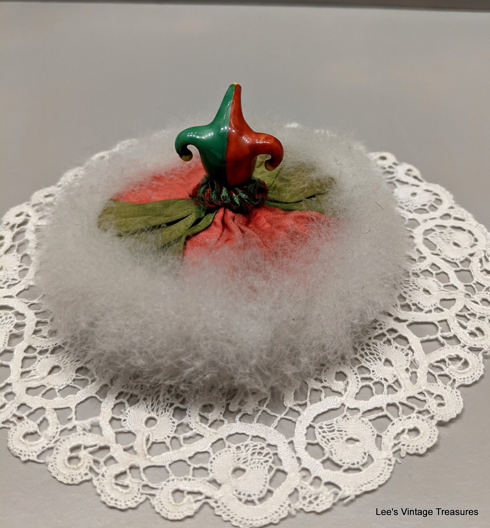 Antique Jester Half Doll on Swans Down Puff Rare Piece - Etsy