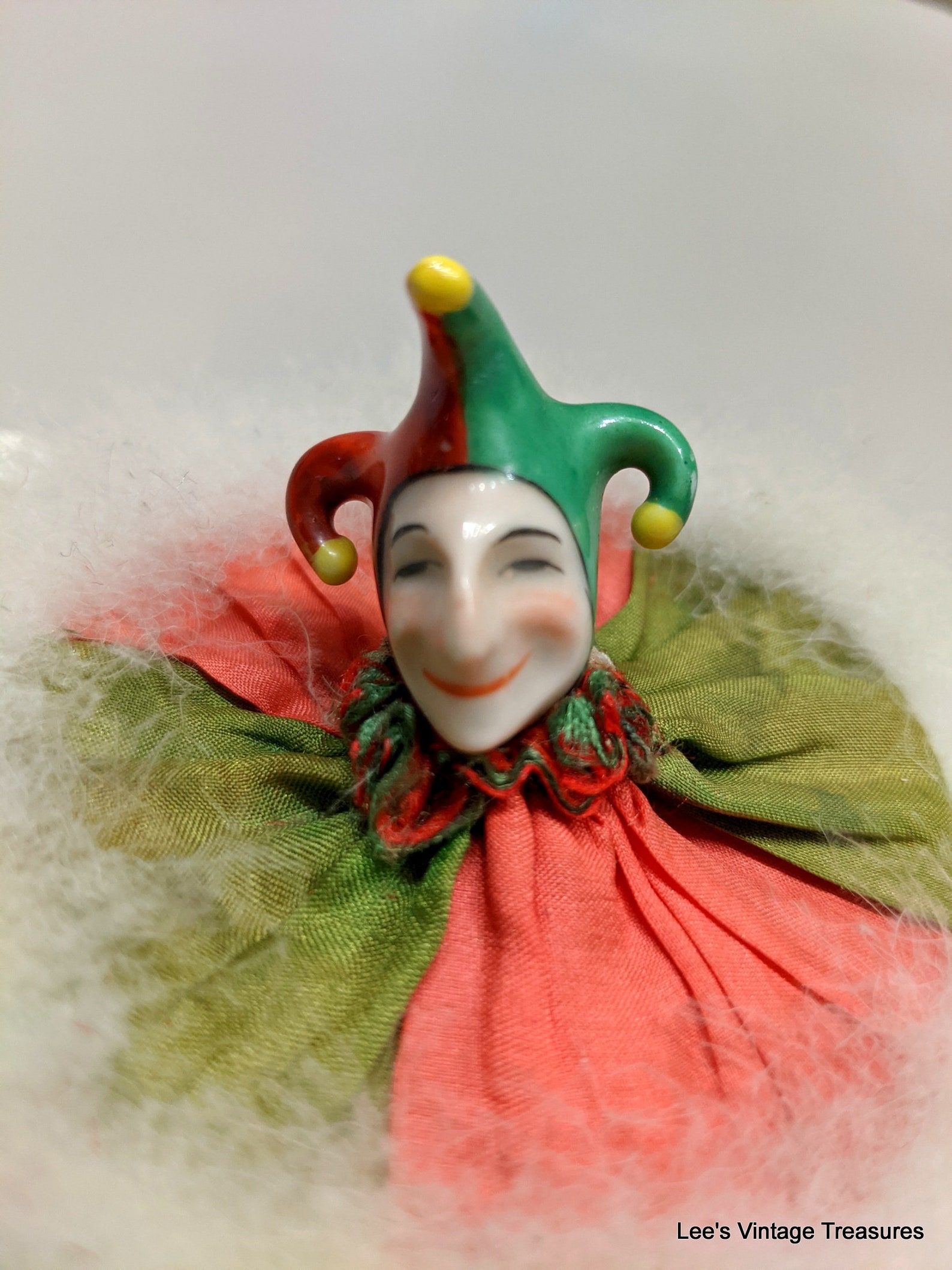 Antique Jester Half Doll on Swans Down Puff Rare Piece - Etsy