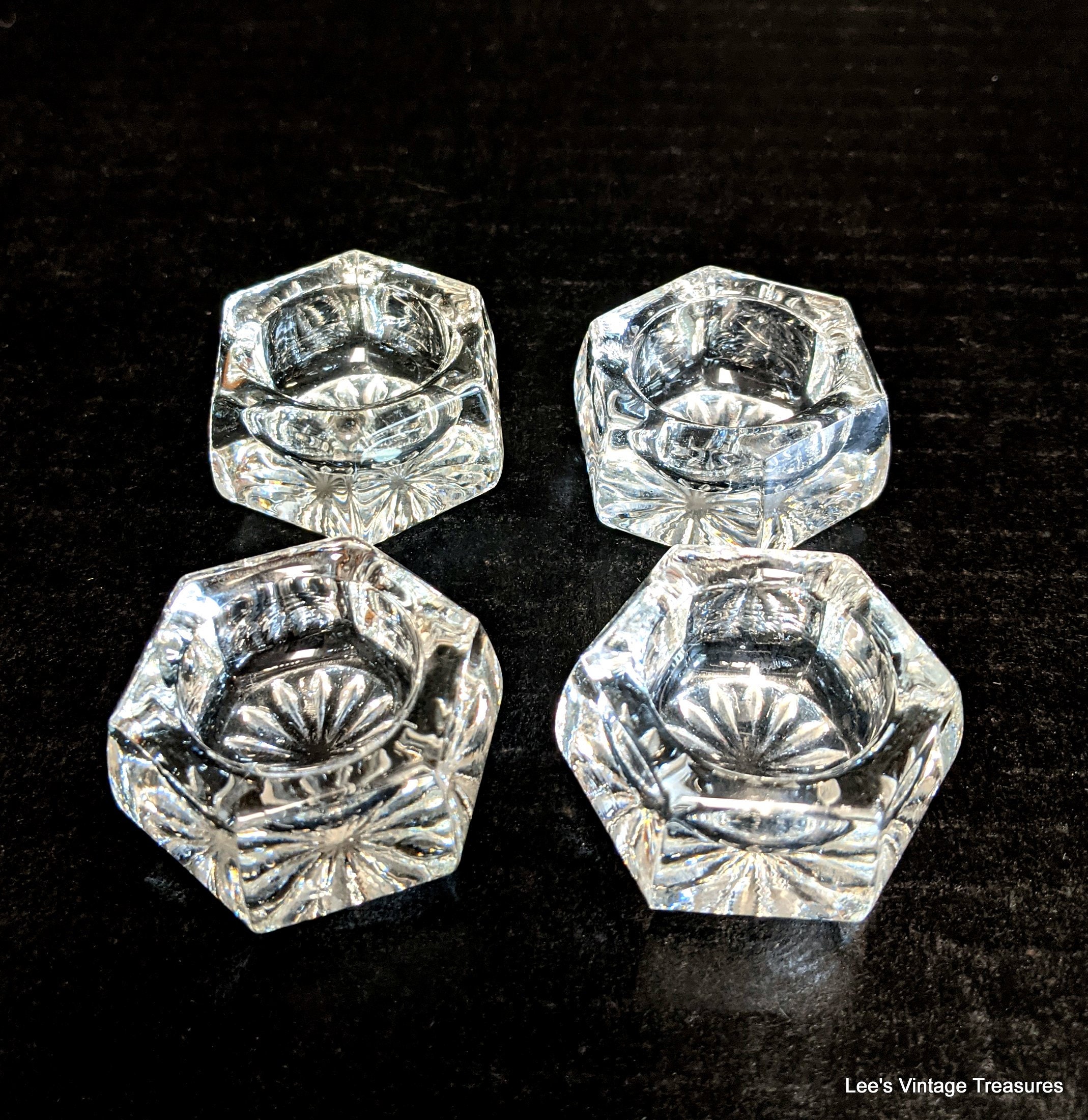 Set of 4 Antique EAPG Faceted Open Salt Cellars Dips Dishes | Etsy