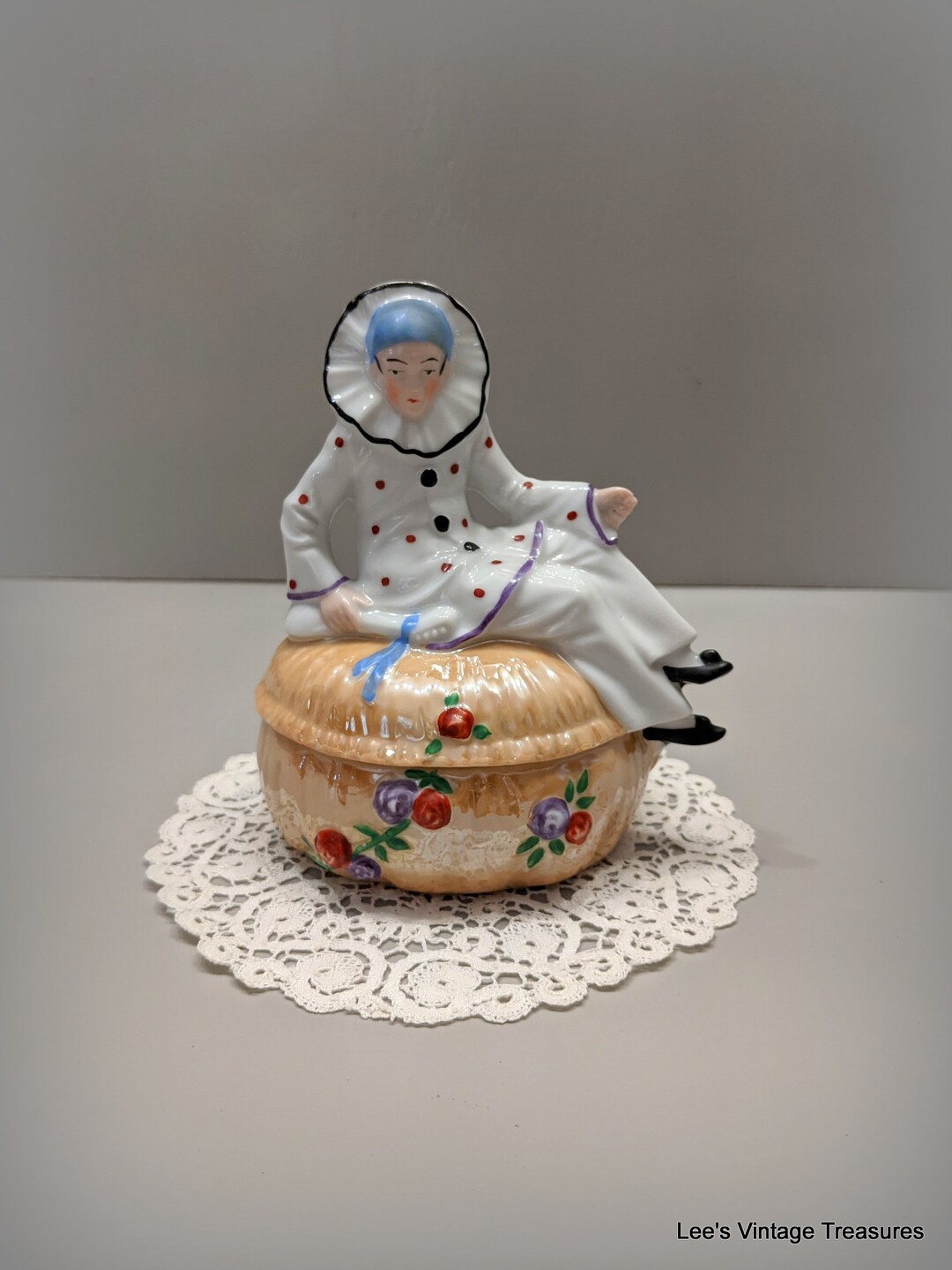 Art Deco Sitzendorf German Porcelain Luster Glaze Pierrot With Mandolin ...