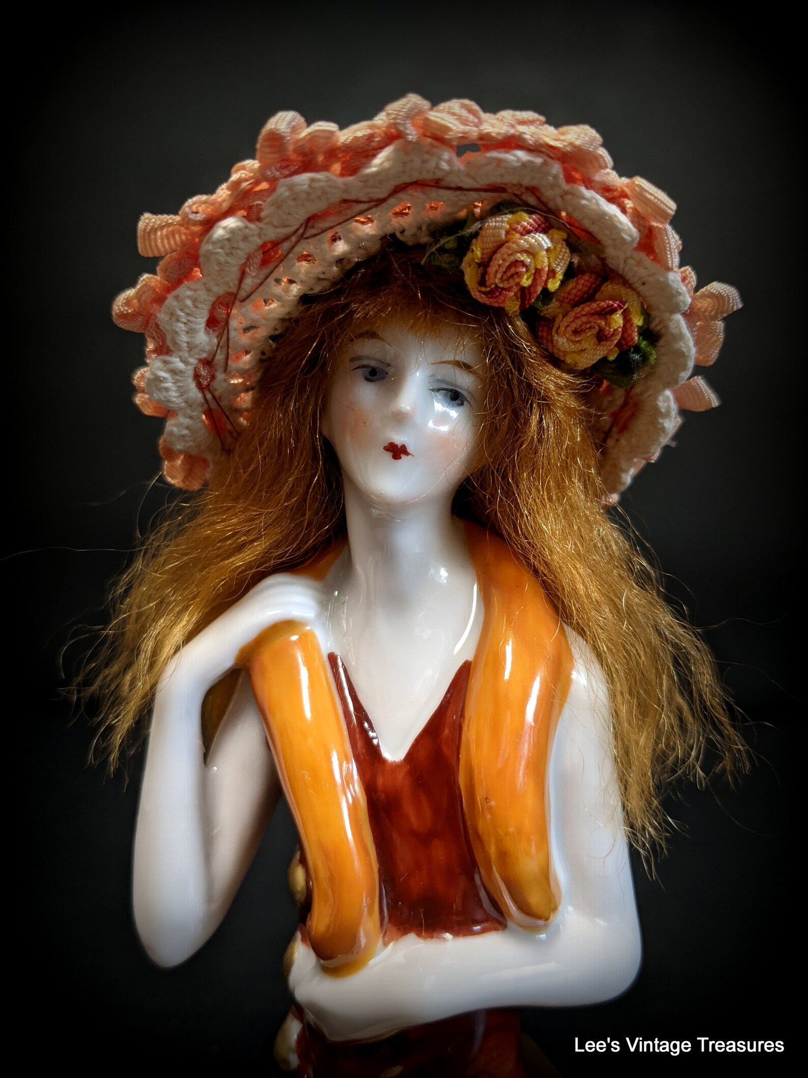 Antique German Flapper Half Doll w/MOHAIR wig EXCELLENT | Etsy