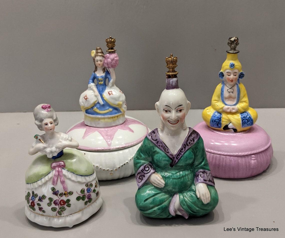 Antique German Porcelain Sitzendorf Powder Box W/ Floral Crown - Etsy