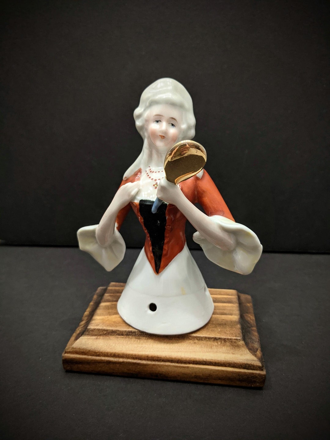 Large Antique Hertwig & Company marie Antoinette Style Half Doll W/ Mirror, Highly Collectible ...