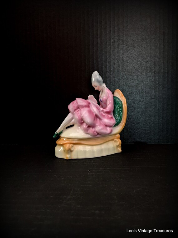 Antique Victorian Lady Powder Dish Reading a Book RARE Piece - Etsy