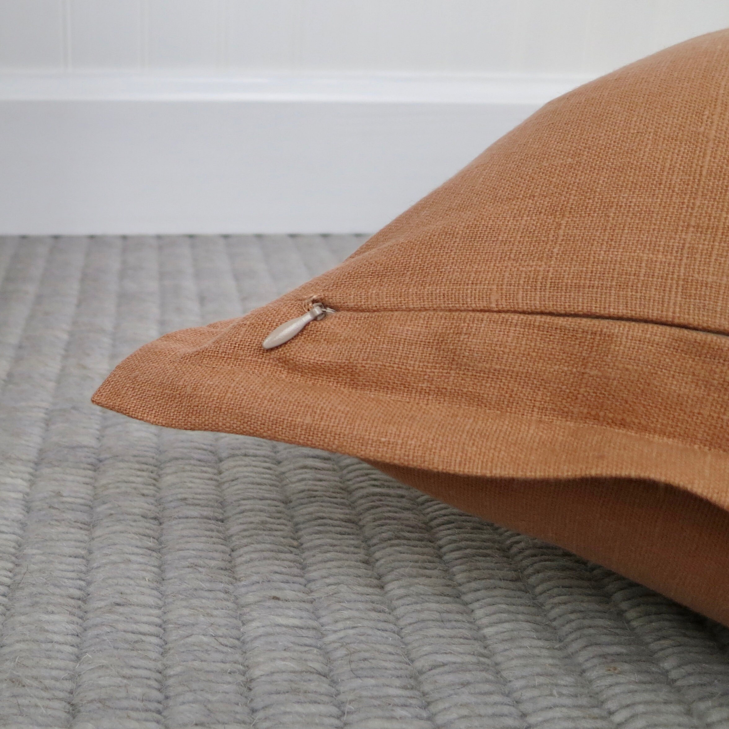Adobe Linen Pillow Cover With Flange Edge, Terracotta Throw Pillow ...