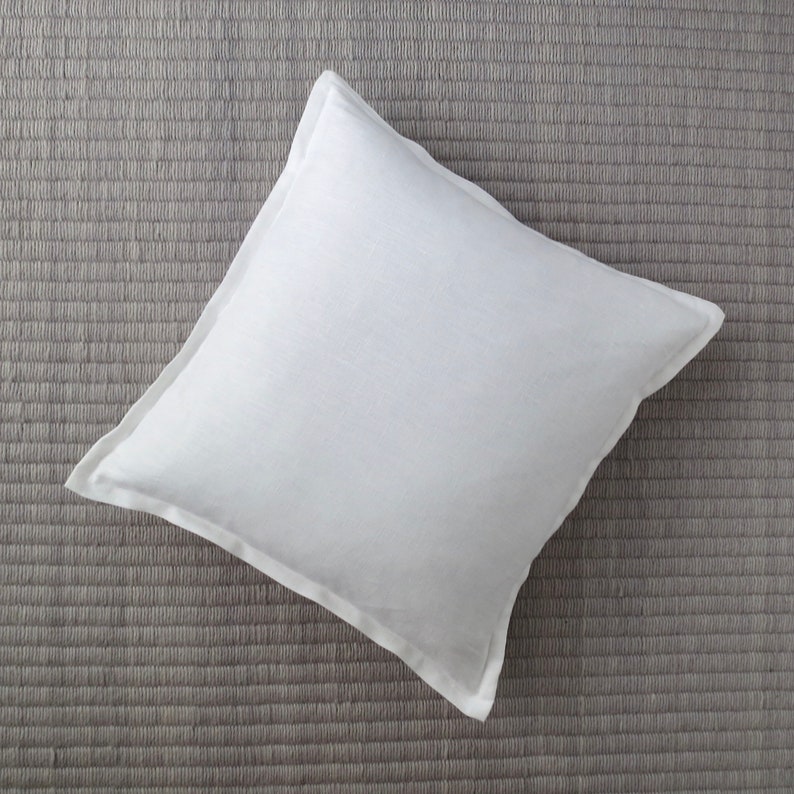 White Linen Flange Edge Pillow Cover Linen Pillow Cover - Etsy