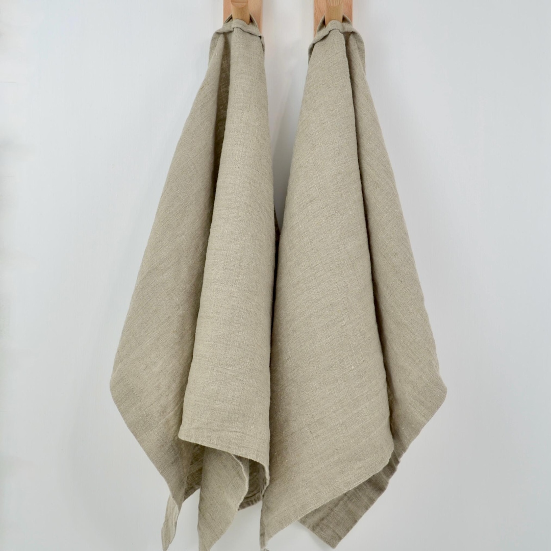 Everyday Natural Linen Kitchen Towels, Set of 2, Linen Tea Towels ...