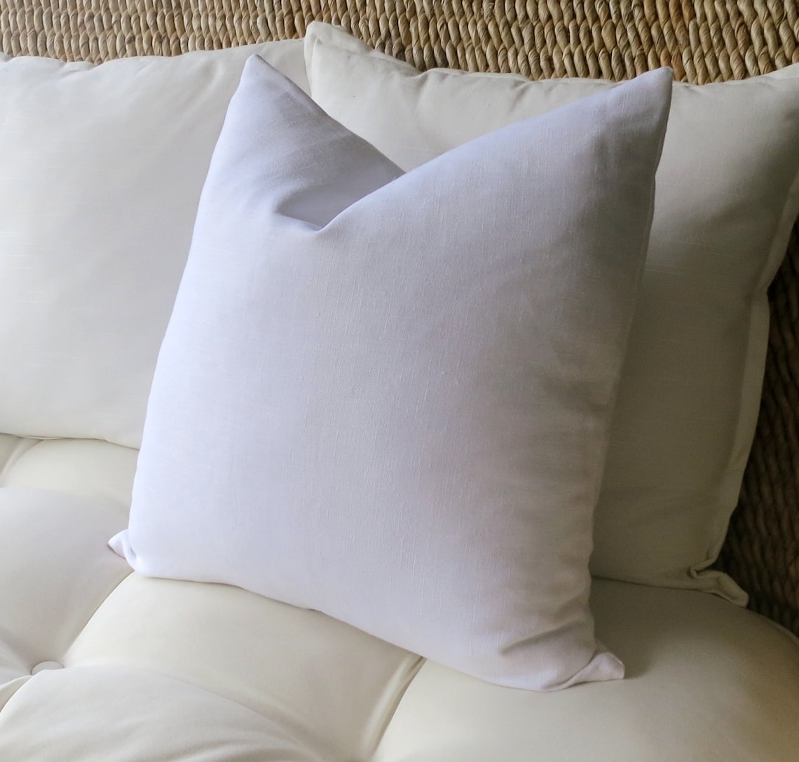 White Linen Pillow Cover, Solid Pillow Cover, Euro Sham, Pillow Sham ...