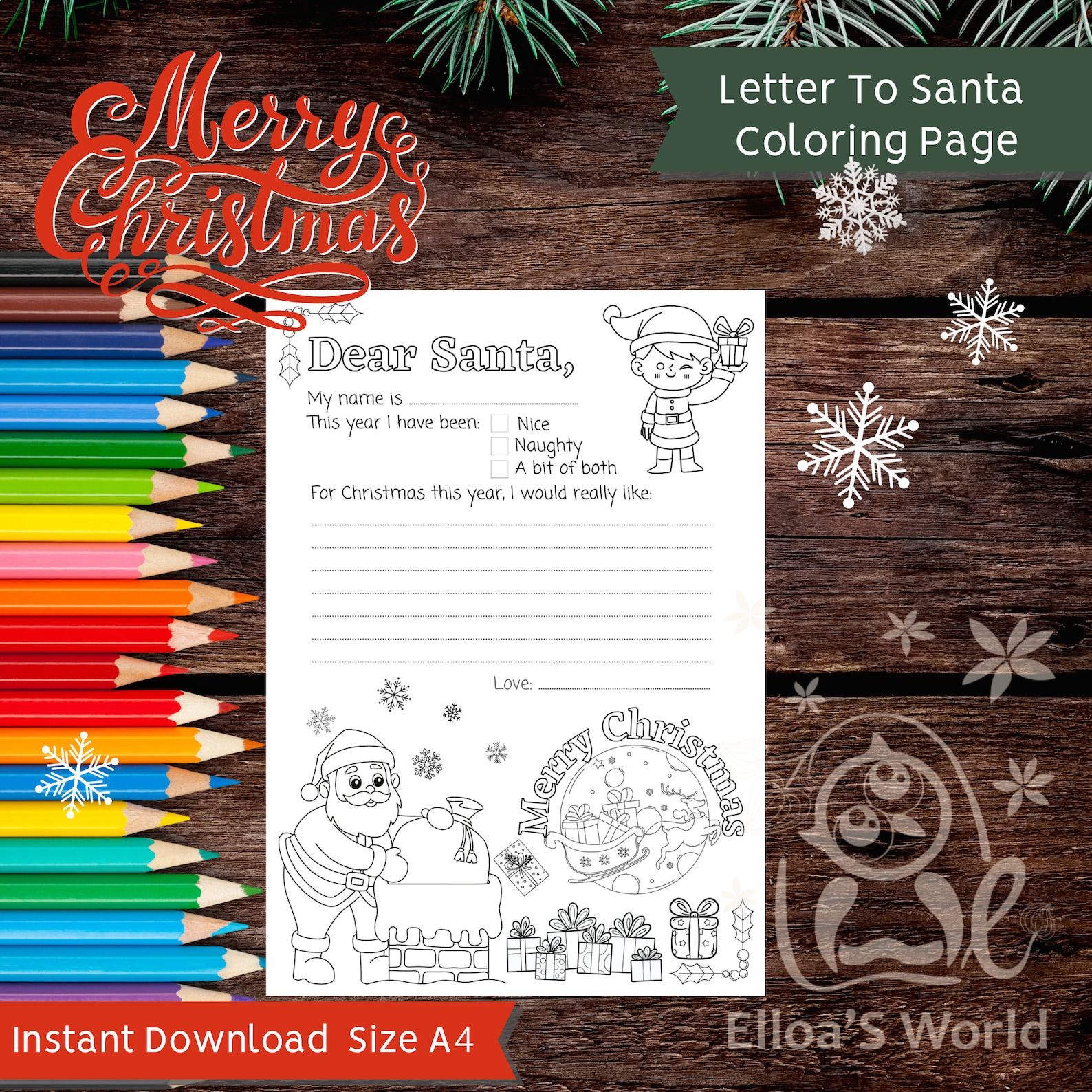 Letter to Santa Coloring Page Santa Letter Letter to Santa Kids Letter ...