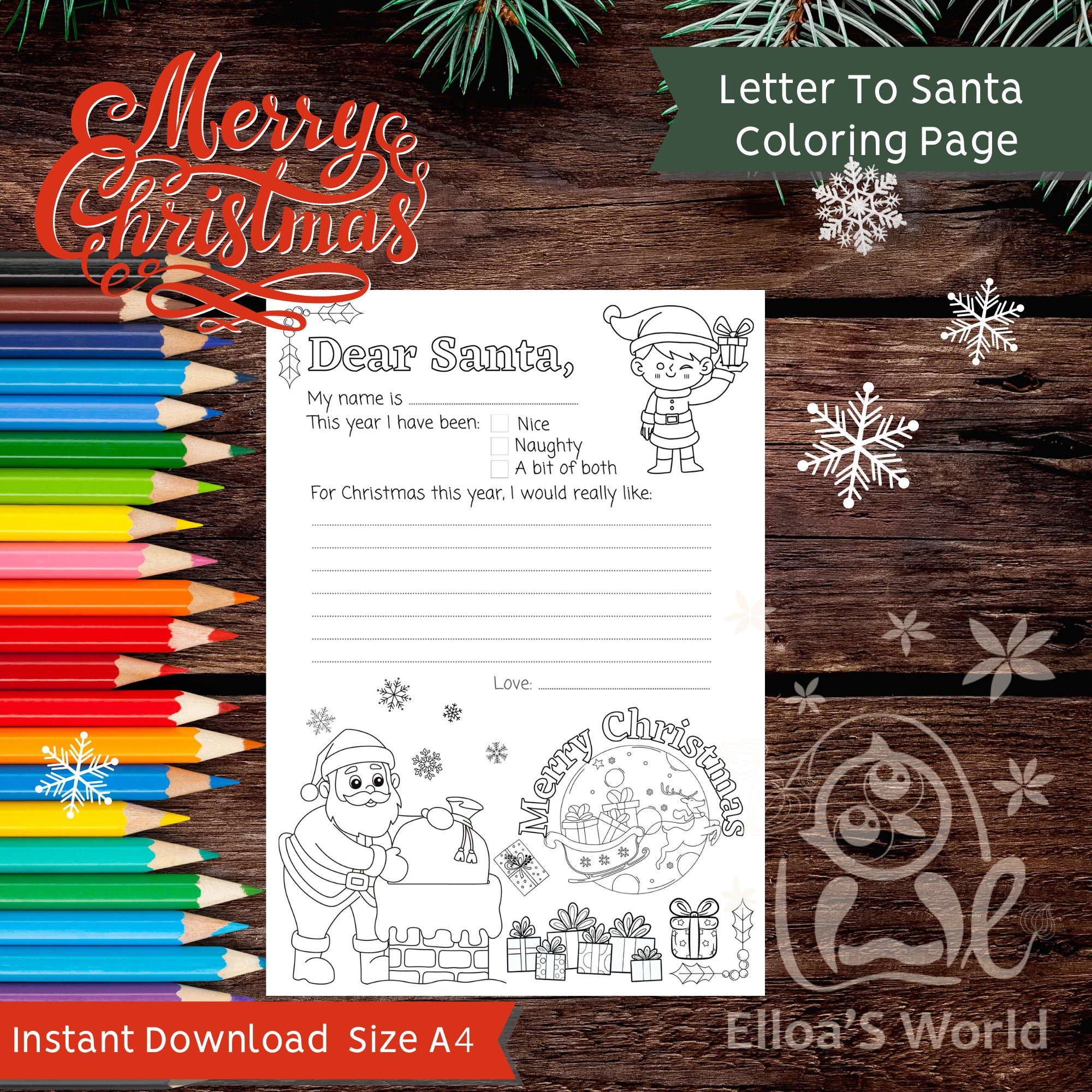 Letter to Santa Coloring Page Santa Letter Letter to Santa Kids Letter ...