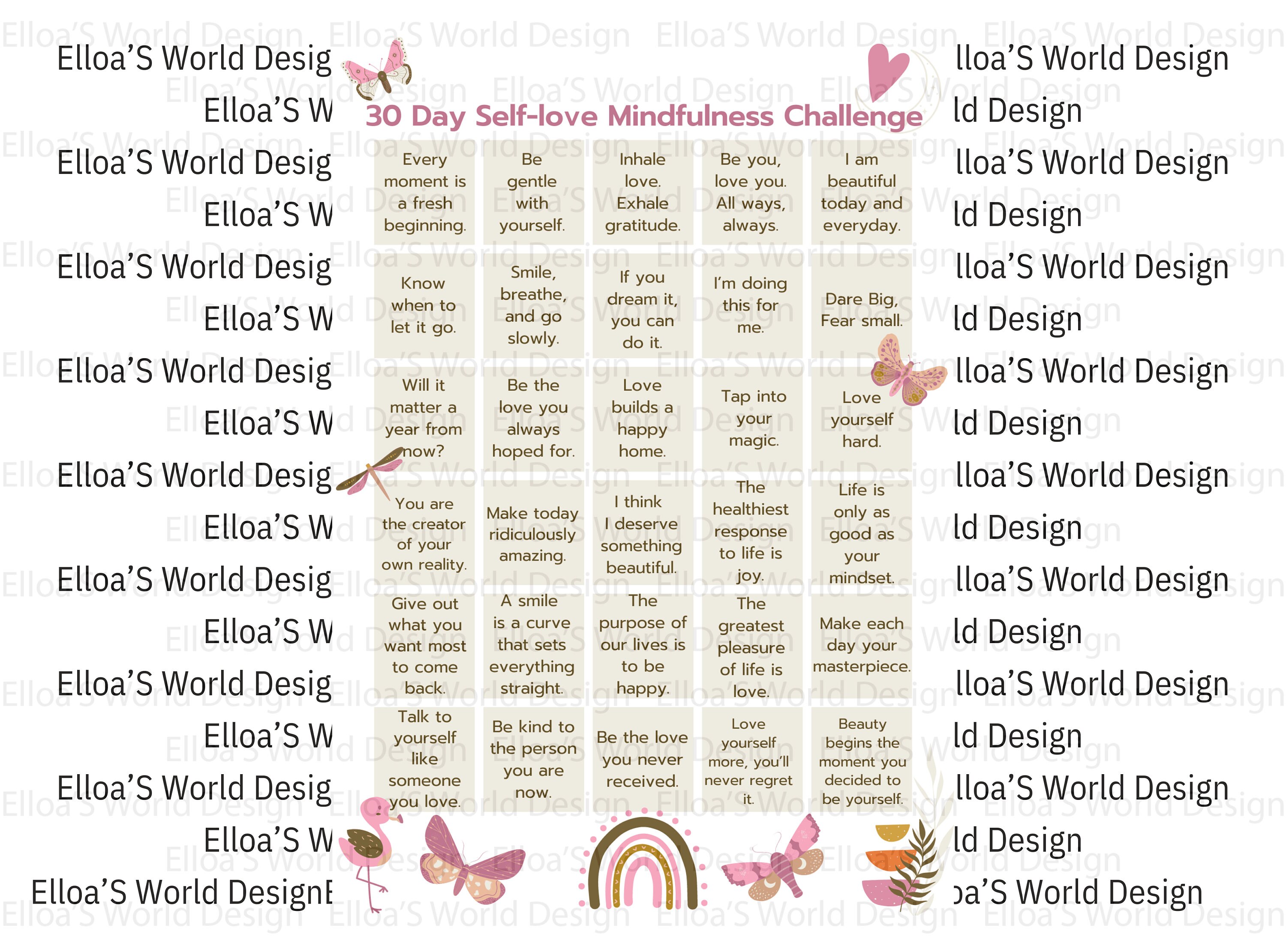 Affirmation Cards 30 Day Self-love Mindfulness Challenge | Gratitude ...
