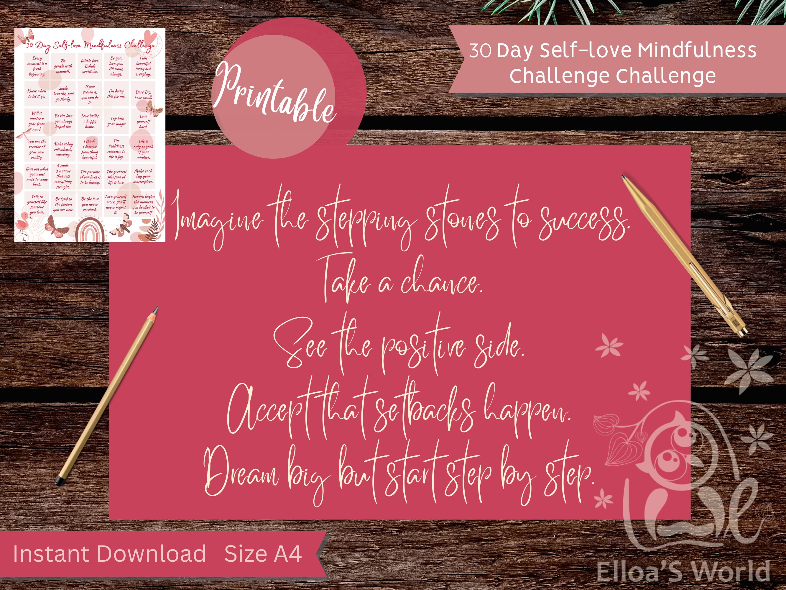 Affirmation Cards 30 Day Self-love Mindfulness Challenge Gratitude Gift ...