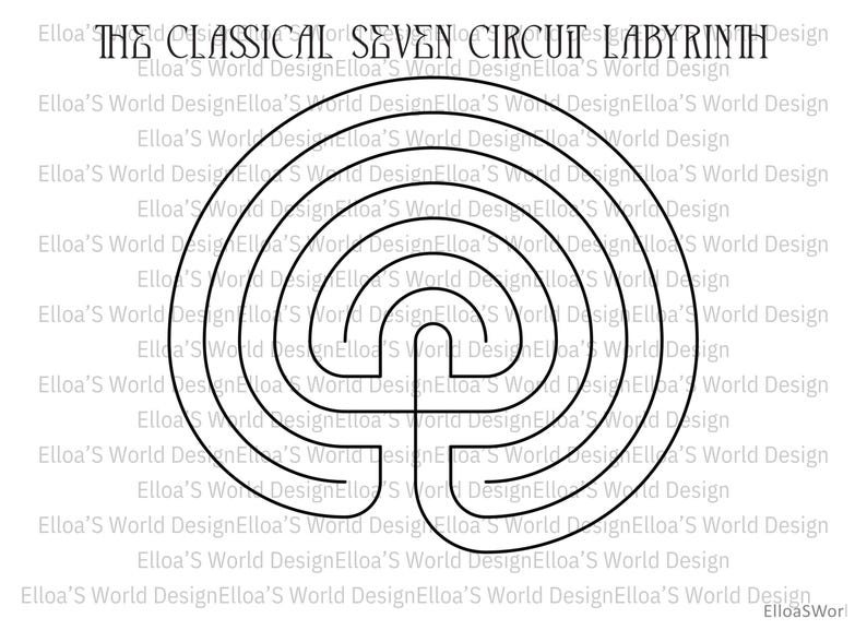 Seven Circuit Labyrinth Printable: Sacred Geometry Design (PDF/JPG A4 ...
