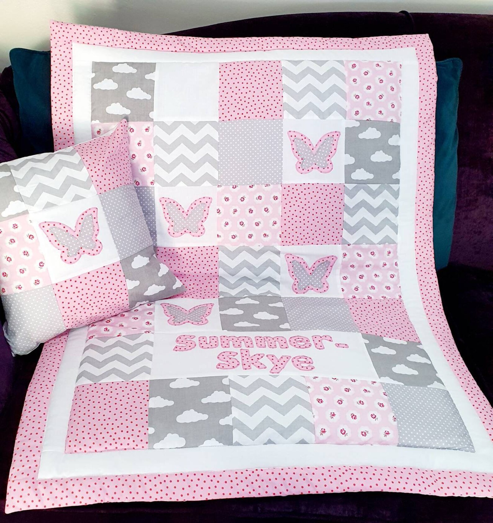 Personalised Patchwork Cot Quilts ,elephant, Bunny, Star, Heart ...