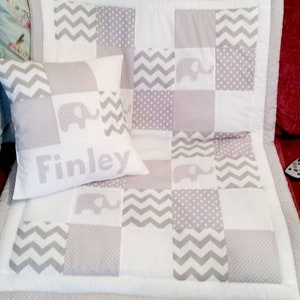 Personalised Patchwork Cot Quilts ,elephant, Bunny, Star, Heart ...