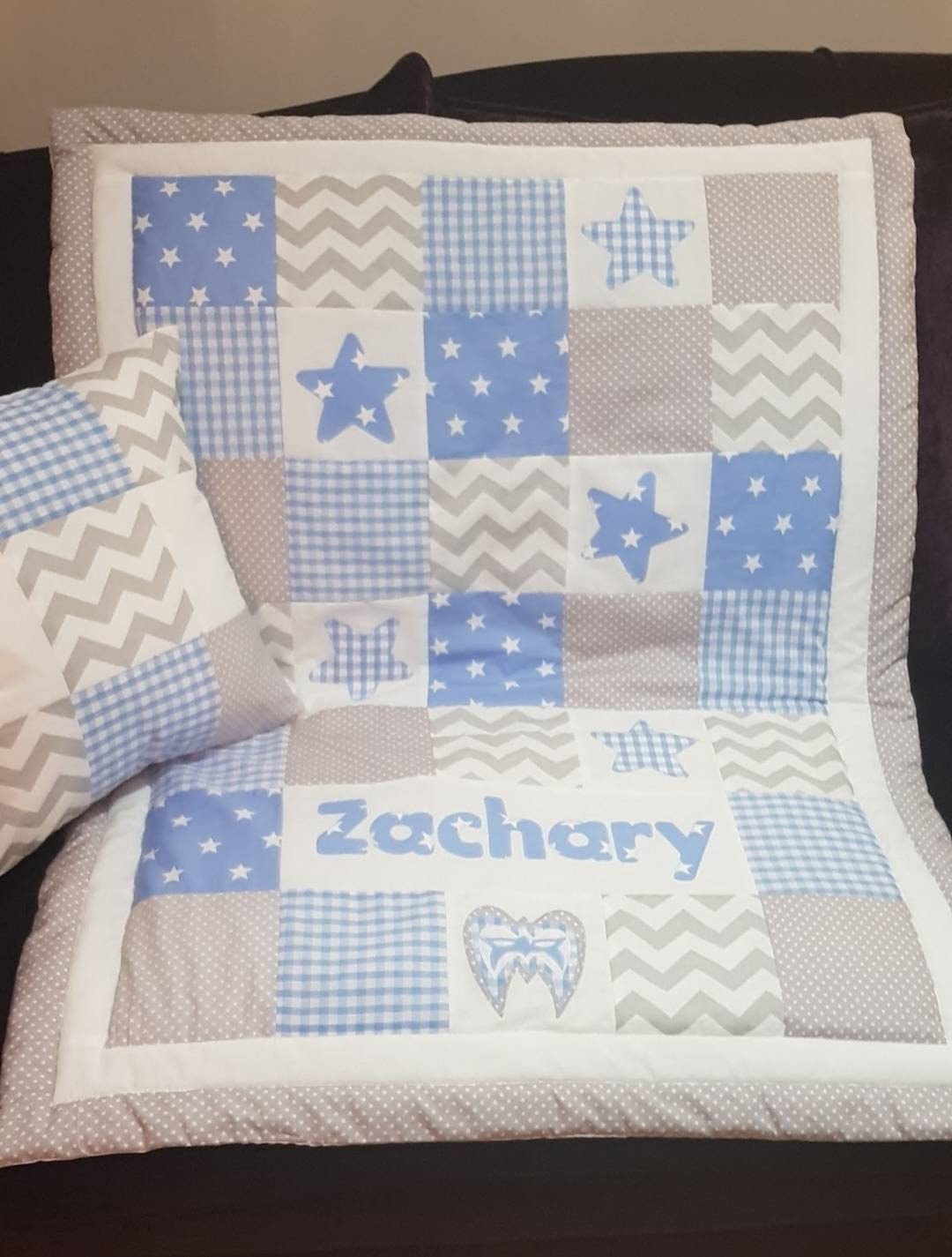 Personalised Patchwork Cot Quilts ,elephant, Bunny, Star, Heart ...