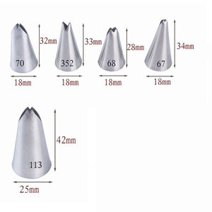 Set of 5 Notched Leaf Piping Nozzles Leaf Flower Tip Cake Cream ...