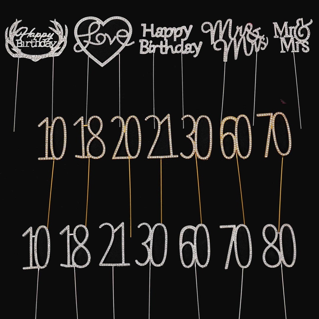 Premium Metal Diamante Number Cake Toppers Milestone - Etsy