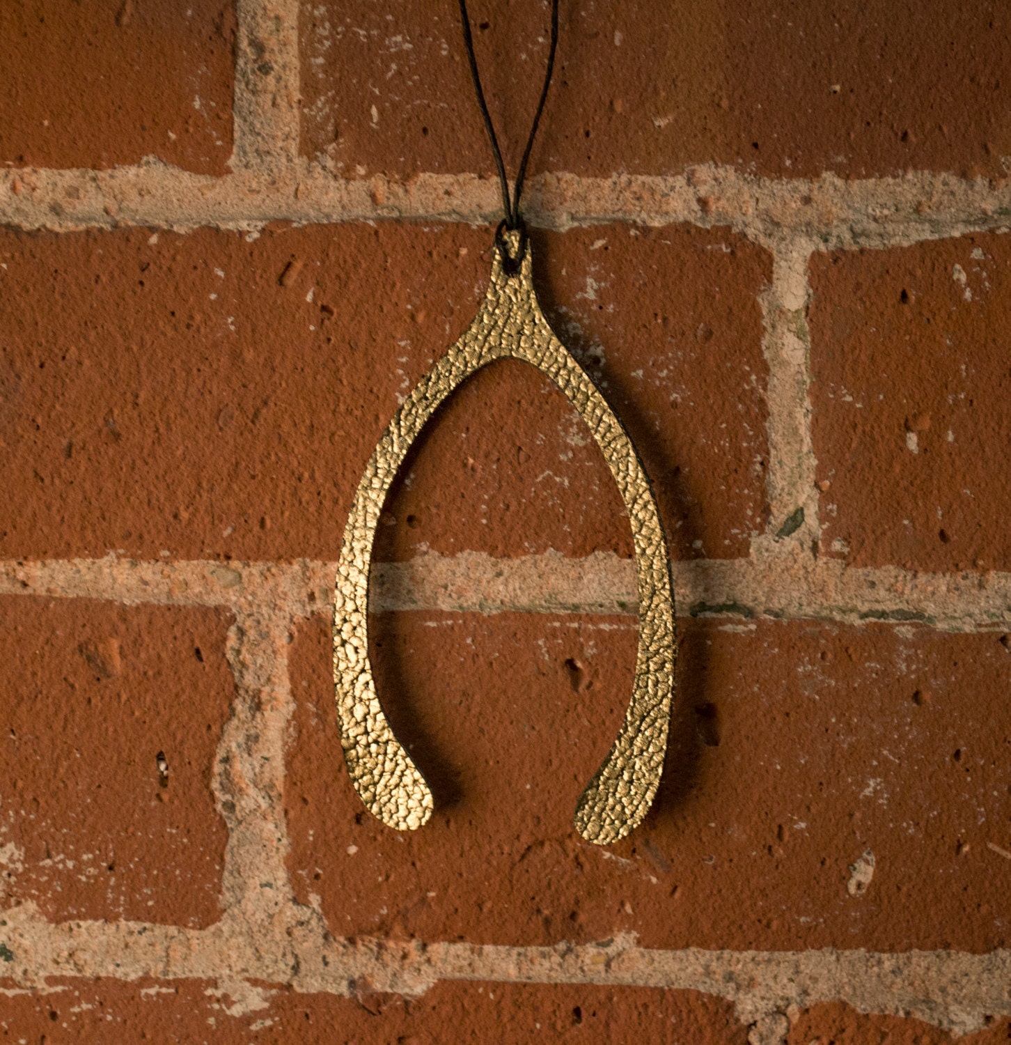 Golden Wishbone // Leather Ornament // Home Decor // Christmas - Etsy UK