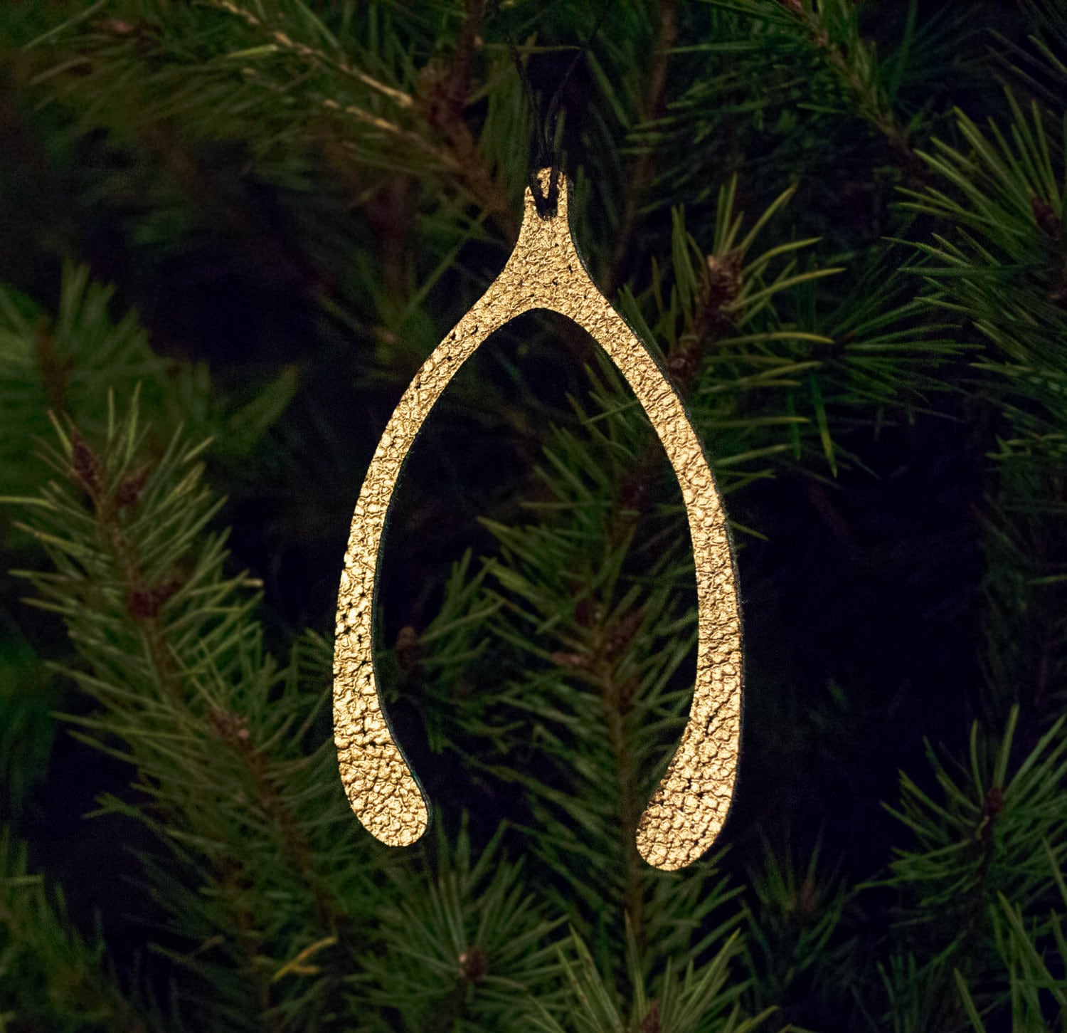 Golden Wishbone // Leather Ornament // Home Decor // Christmas // Gift ...