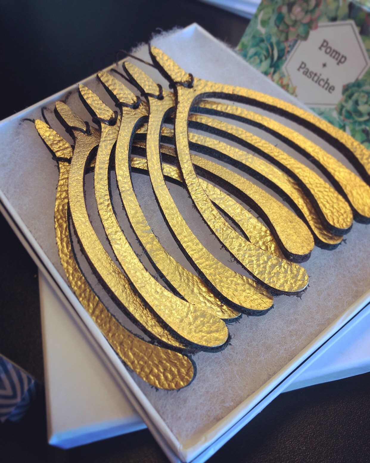 Golden Wishbone // Leather Ornament // Home Decor // Christmas // Gift ...