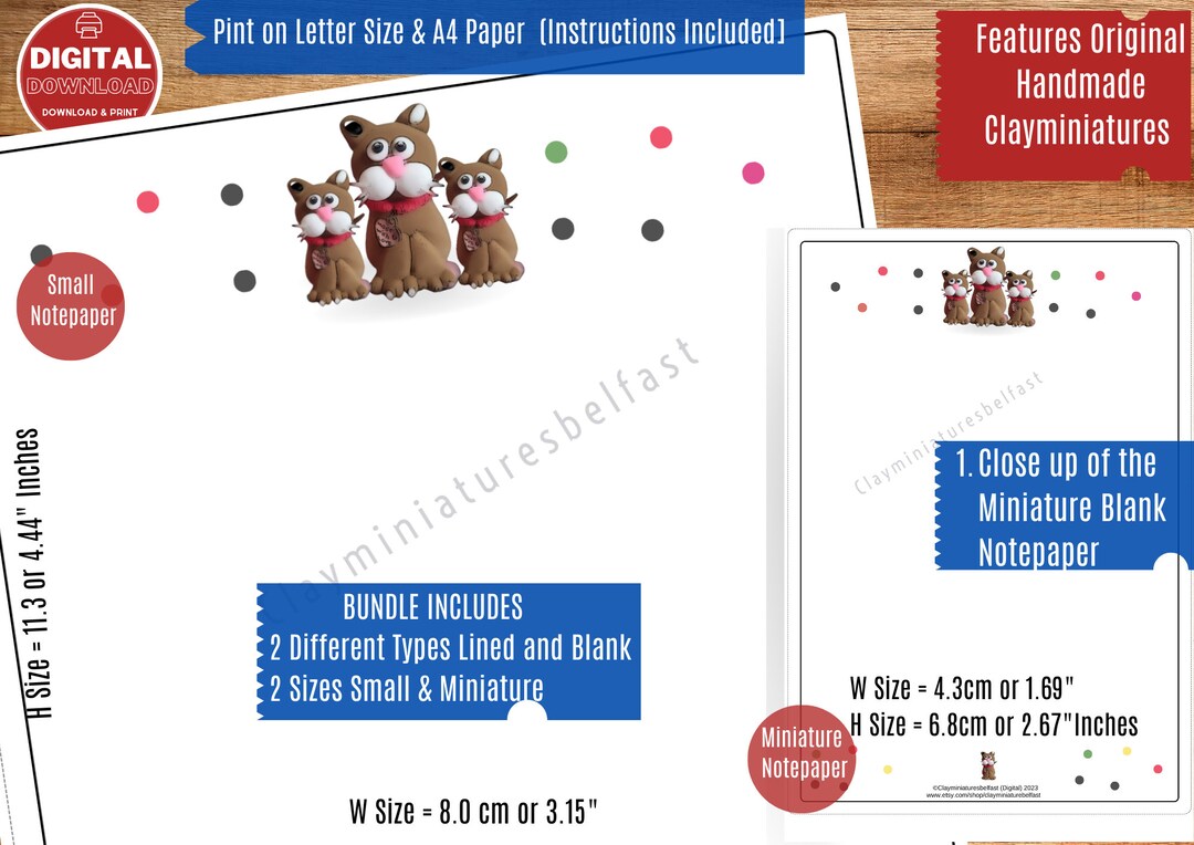 Cat & Kittens Notepaper US/A4 2 Diff Sizes 2 Designs -lined/plain ...