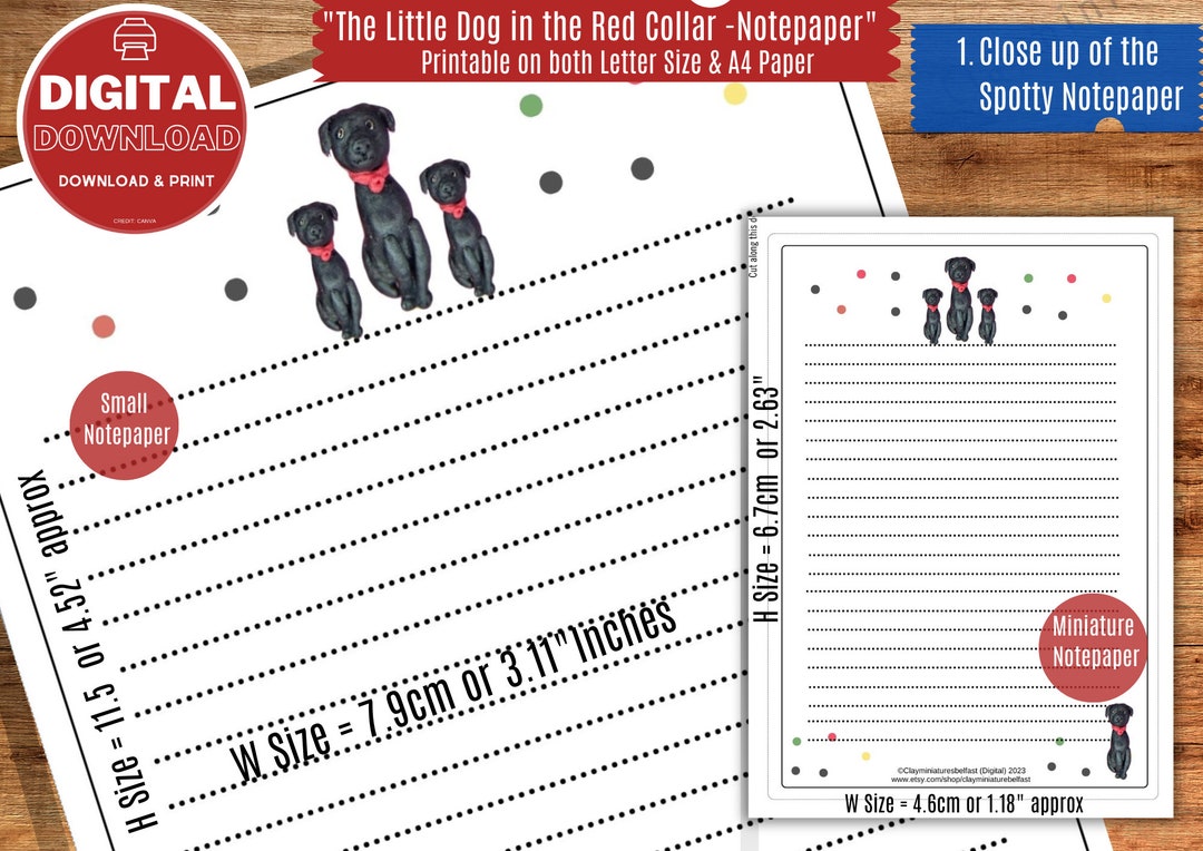 Dog Little Notepaper |US/A4 | 2 Diff Sizes & 2 Designs -lined/plain ...