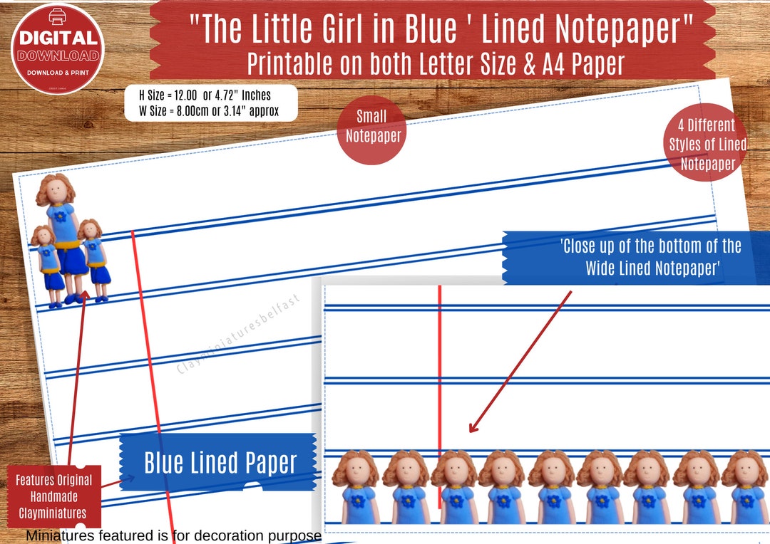 The Little Girl in Blue"notebook Paper White/pale Yellow/ Wide/fine ...