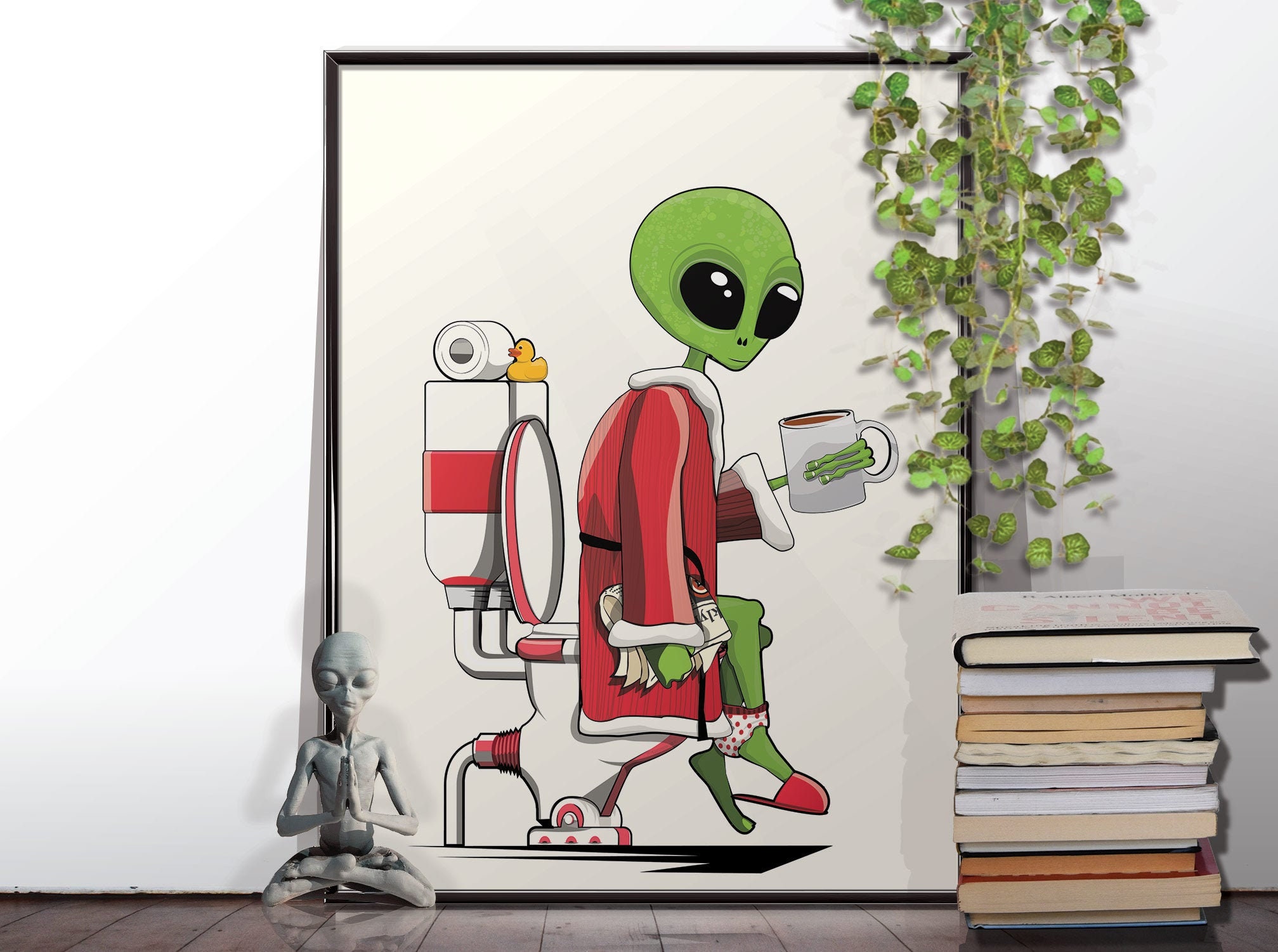 Space Alien on the toilet. Bathroom print of Alien Space | Etsy