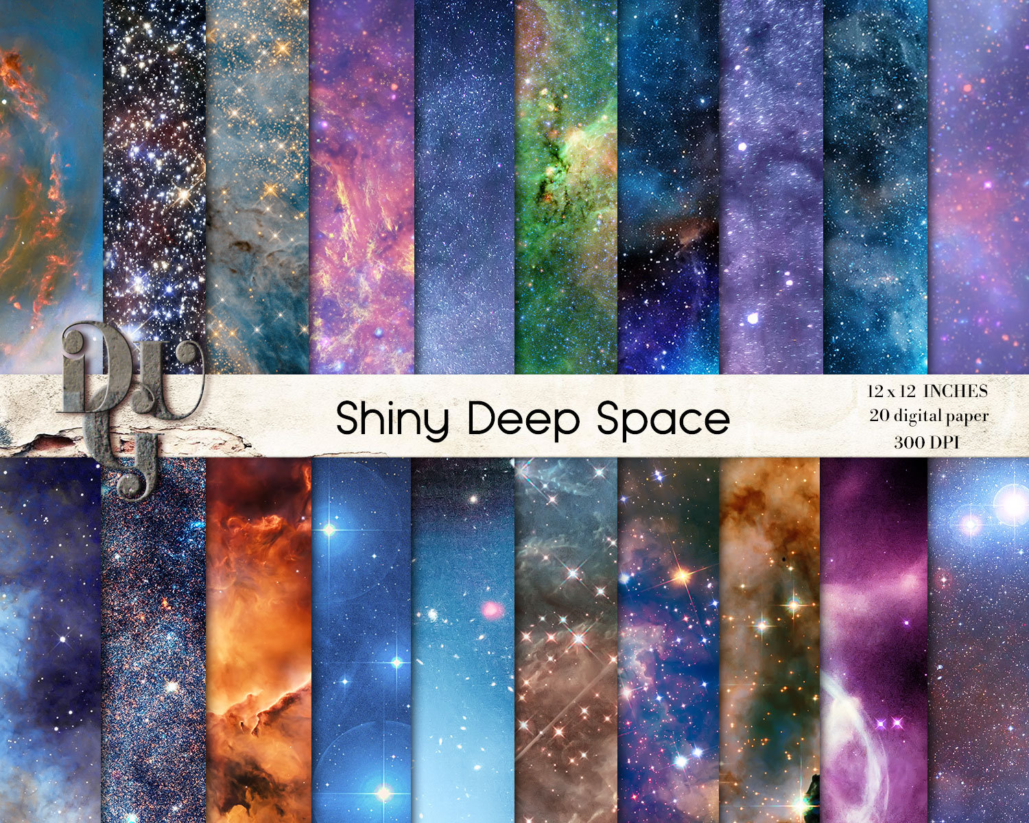 Outer Space digital paper pack. Galaxy stars scrapbook paper. | Etsy