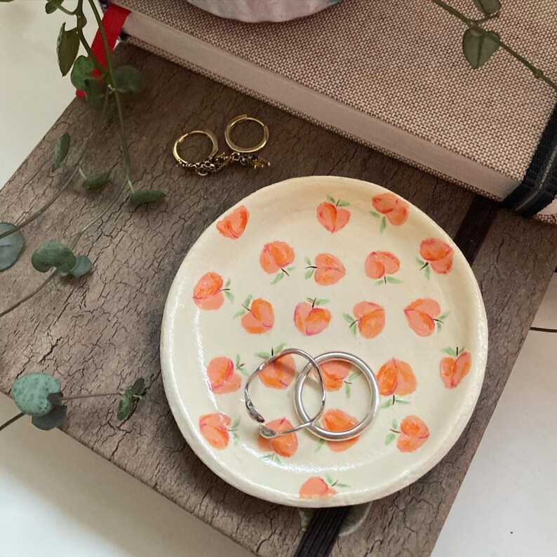 Peach Fruity Clay Ring Dish Trinket Bowl Jewellery Storage - Etsy