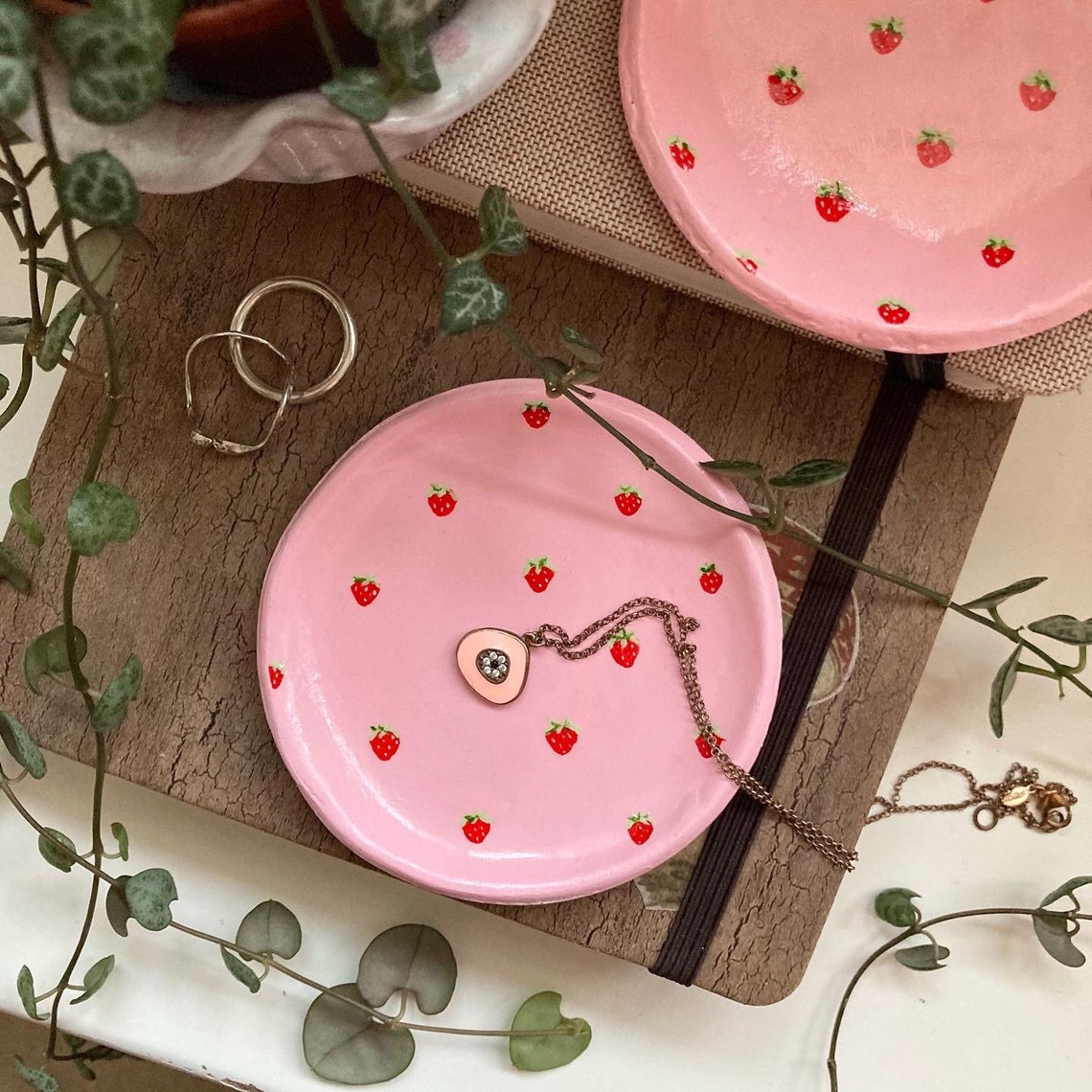 Strawberry Name Dish Personalised Peachy Baby Pink Cute Clay - Etsy