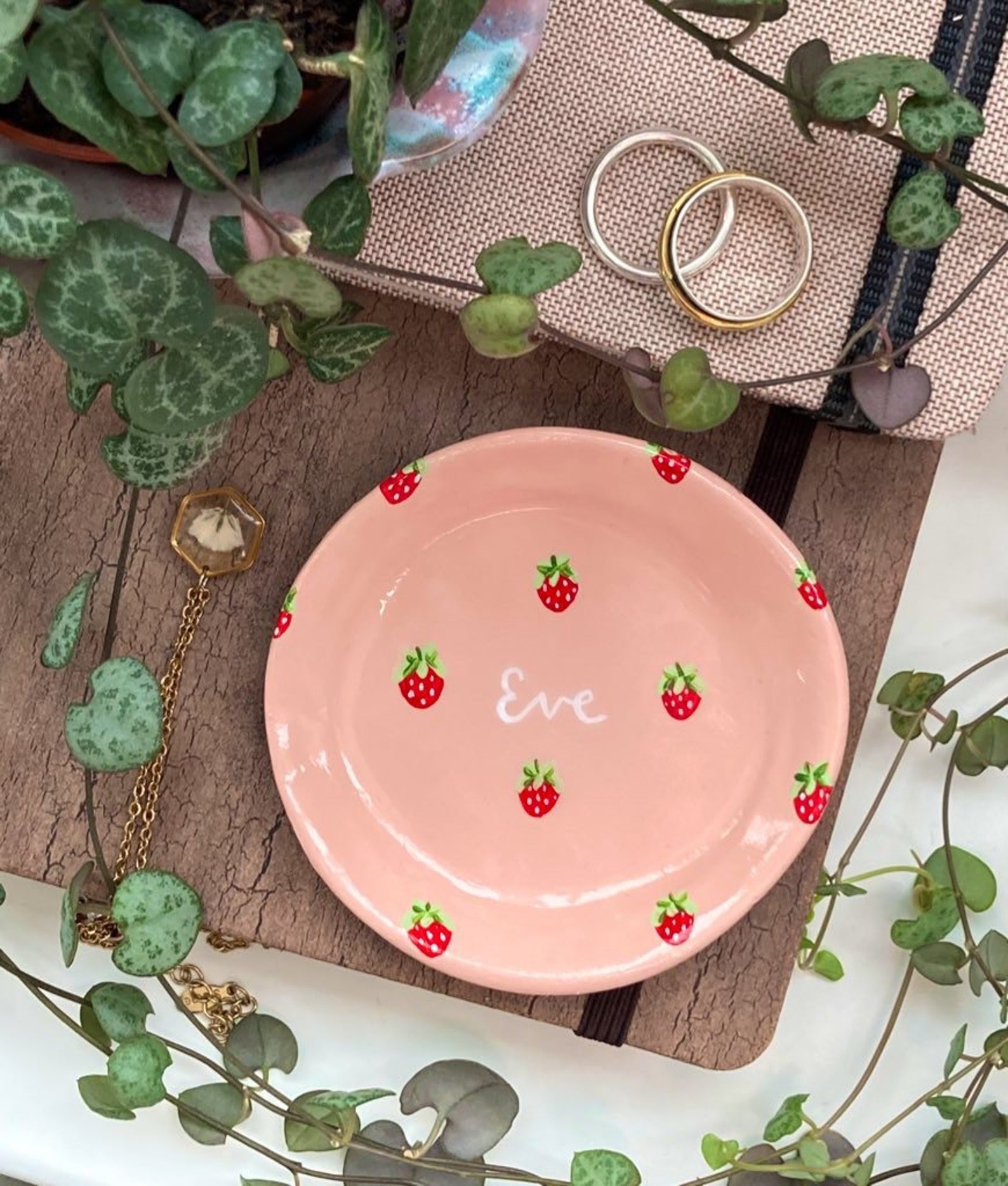 Strawberry Light Baby Pink Peachy Pink Cute Clay Ring Trinket | Etsy