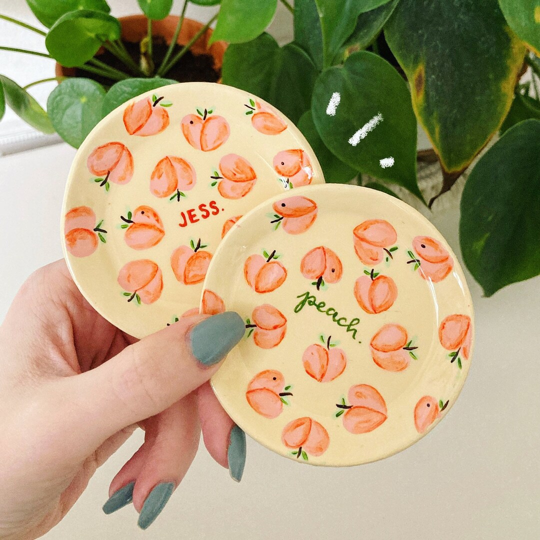 Peach Fruity Clay Ring Dish Trinket Bowl Jewellery Storage - Etsy