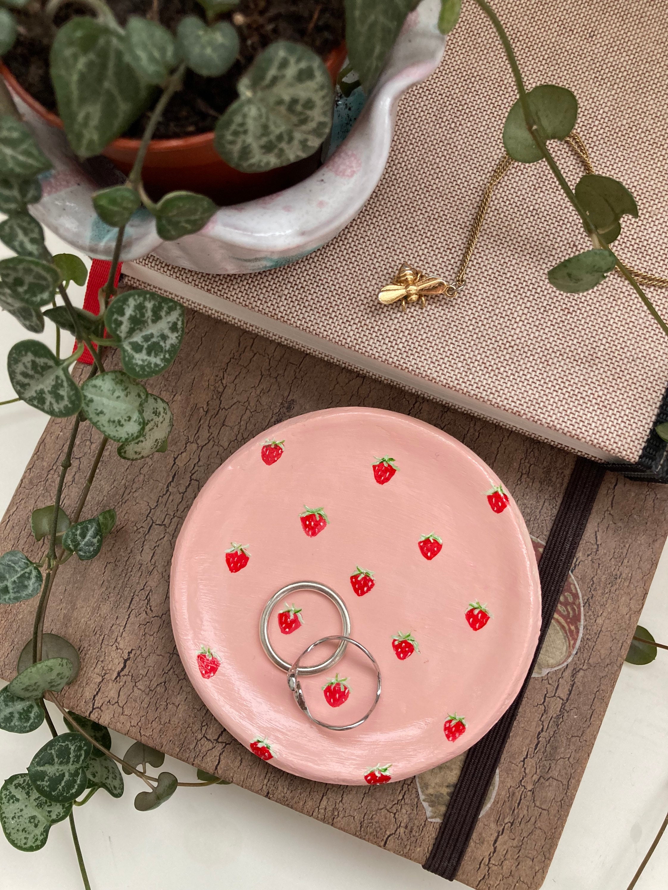 Strawberry Light Baby Pink Peachy Pink Cute Clay Ring Trinket | Etsy UK