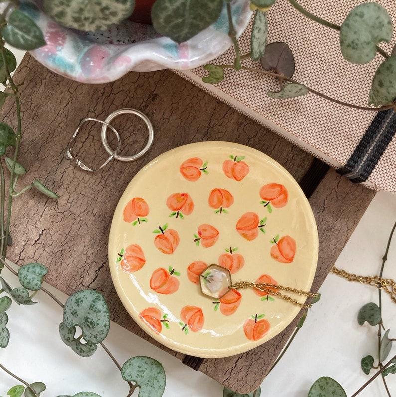 Peach Fruity Clay Ring Dish Trinket Bowl Jewellery Storage - Etsy