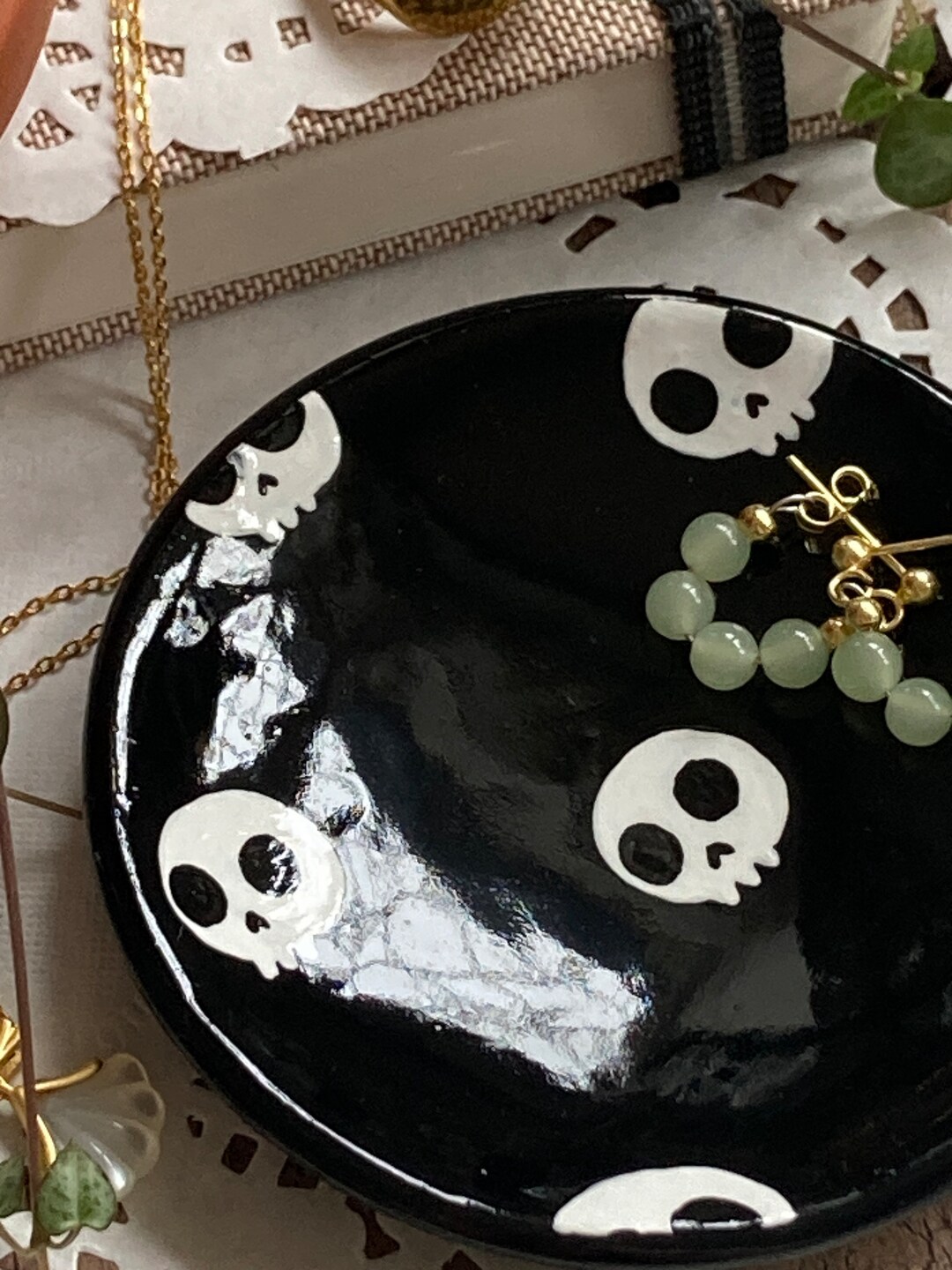 Skull Ring Dish - Skull Clay Jewellery Tray, Personalised Name Spooky ...