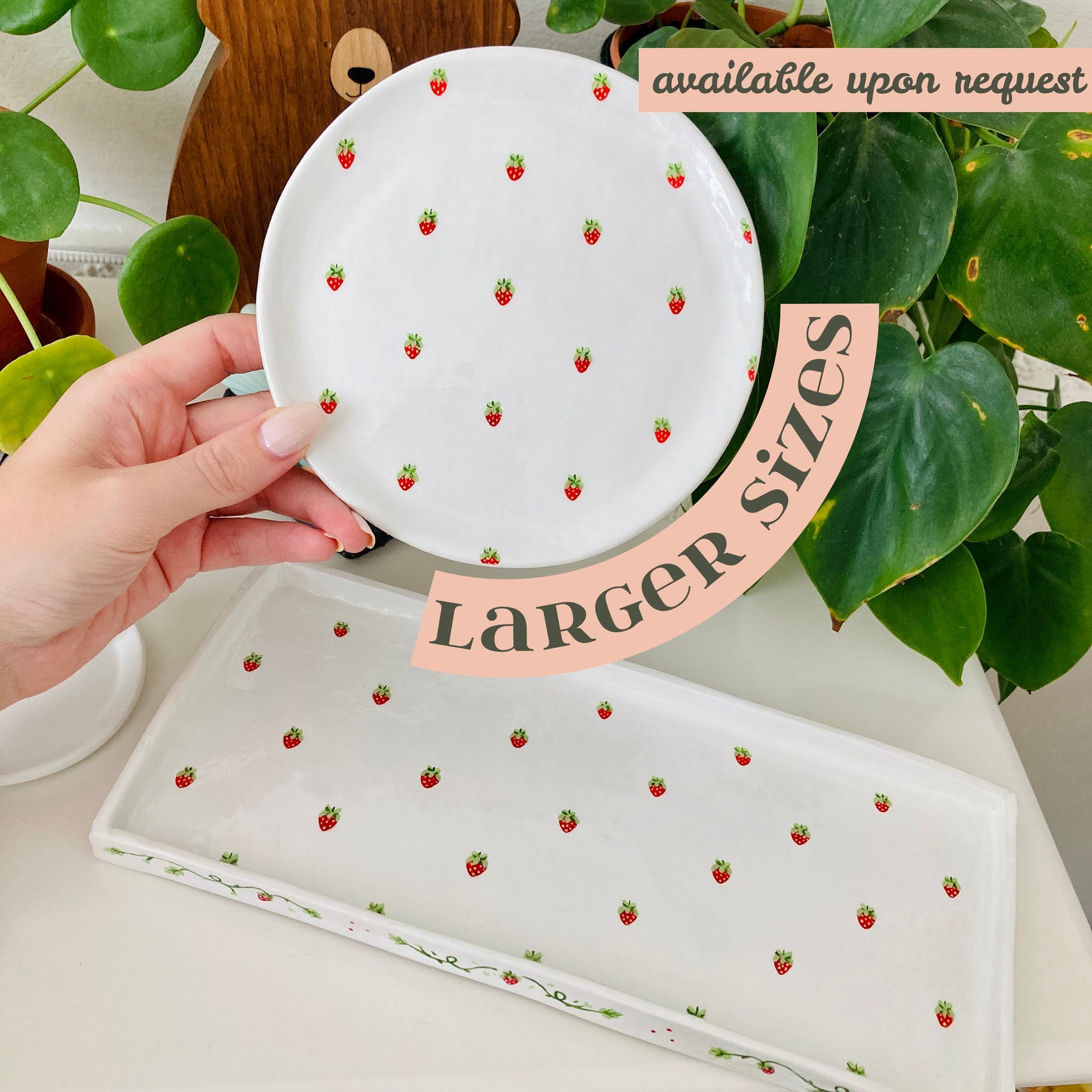 Strawberry Name Dish Personalised Peachy Baby Pink Cute Clay - Etsy