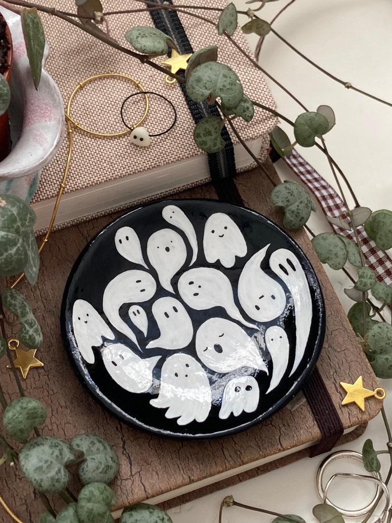 Ghost Clay Ring Jewellery Dish Cute Ghostie Paintedtrinket - Etsy